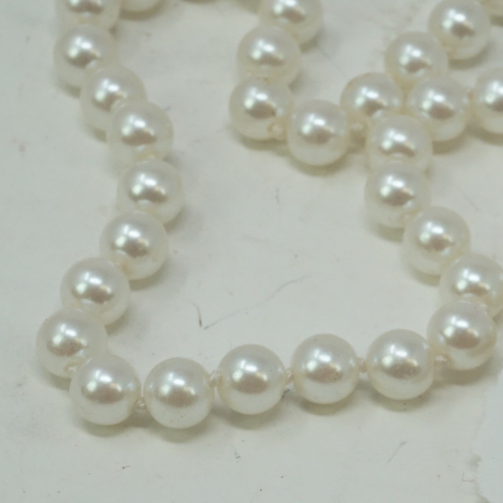 24" Vintage Napier Pearl Necklace Gold Filigree - Gem